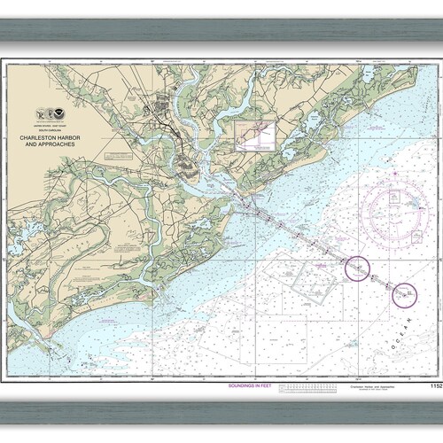 Charleston Harbor and Approaches Map South Carolina Chart - Etsy Charleston Harbor and Approaches Map South Carolina Chart - Etsy