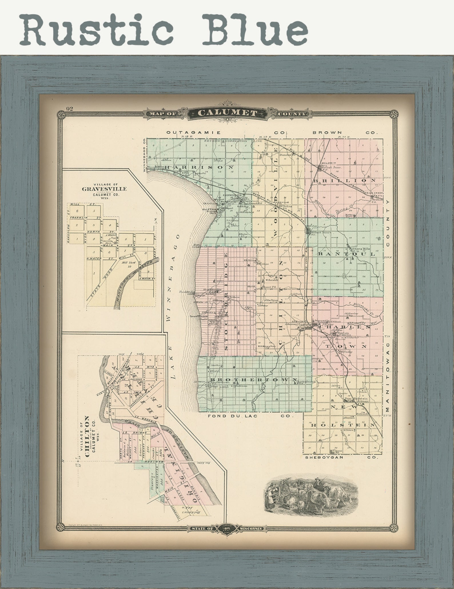 CALUMET COUNTY, Wisconsin 1878 Map, Replica or Genuine Original - Etsy
