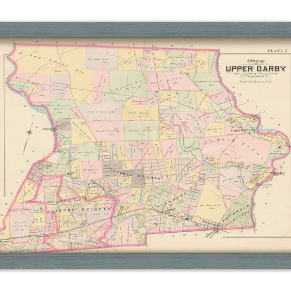 Old Map of Upper Darby - Etsy