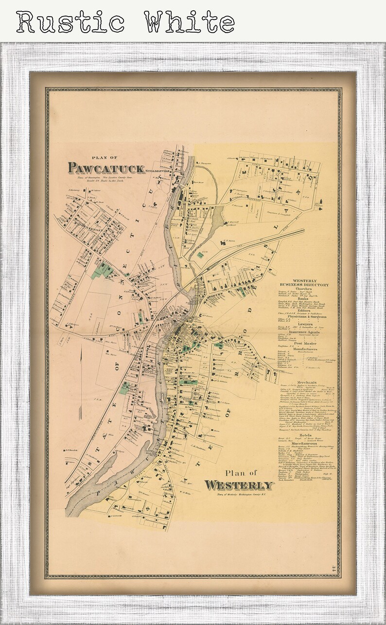 PAWCATUCK VILLAGE, STONINGTON, Connecticut, 1868 Map - Etsy