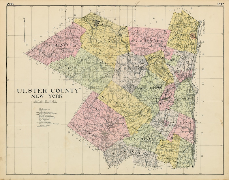 ULSTER County New York 1912 Map Replica or GENUINE ORIGINAL - Etsy