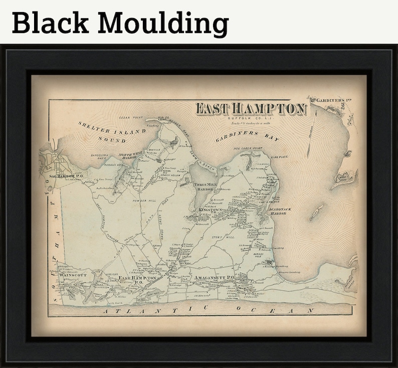 East Hampton New York 1873 Map Replica and GENUINE ORIGINAL - Etsy