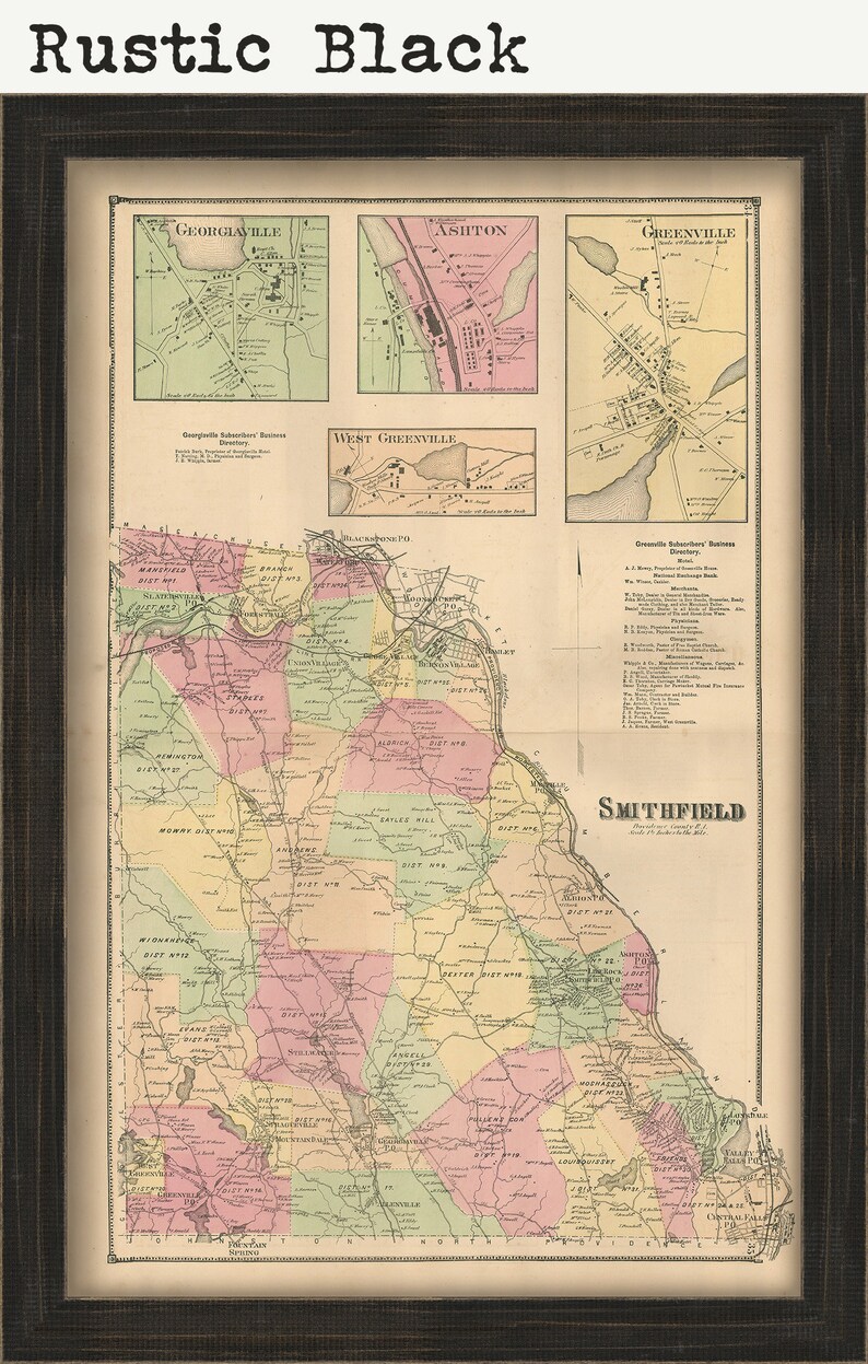 SMITHFIELD Rhode Island 1870 Map - Etsy