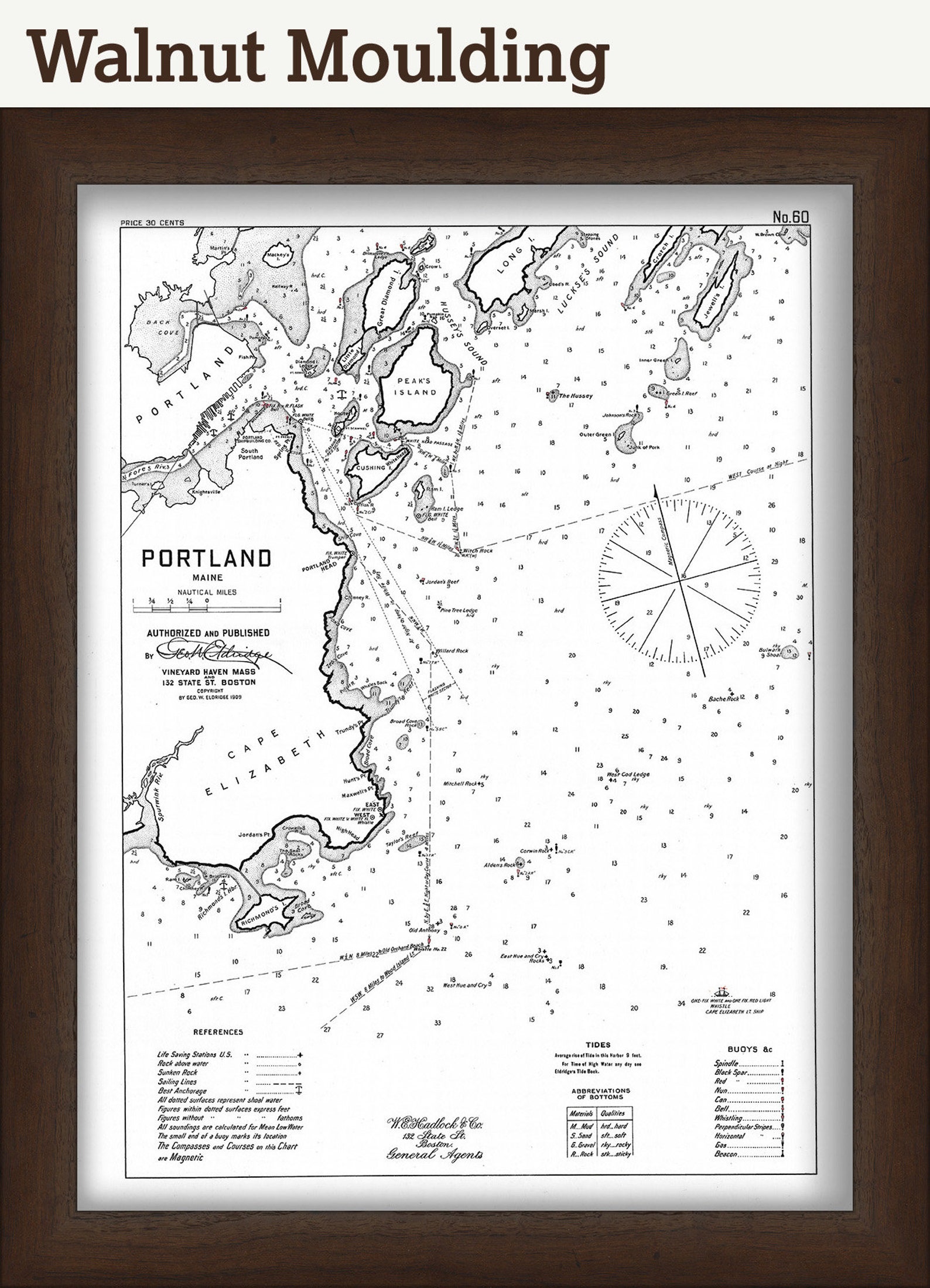 Portland Harbor Maine 1909 Nautical Chart by Geo. - Etsy