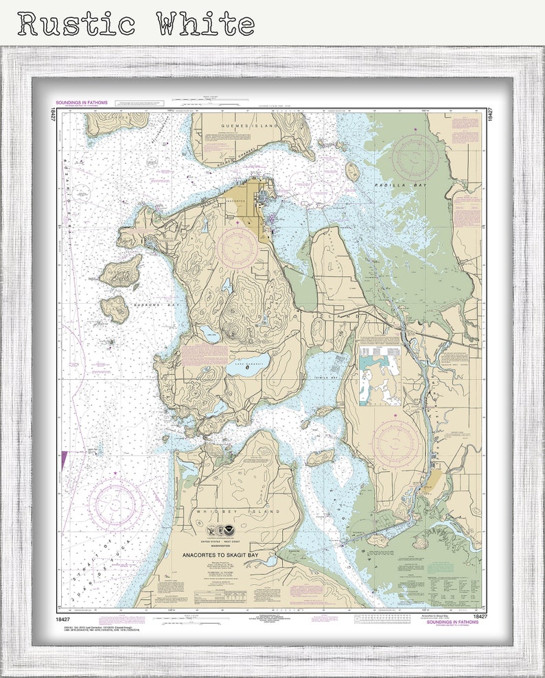 ANACORTES to SKAGIT BAY Washington 2019 Nautical Chart | Etsy