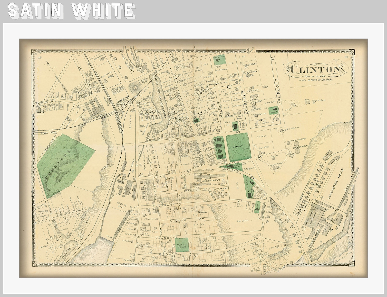 Village of CLINTON Massachusetts 1875 Map | Etsy