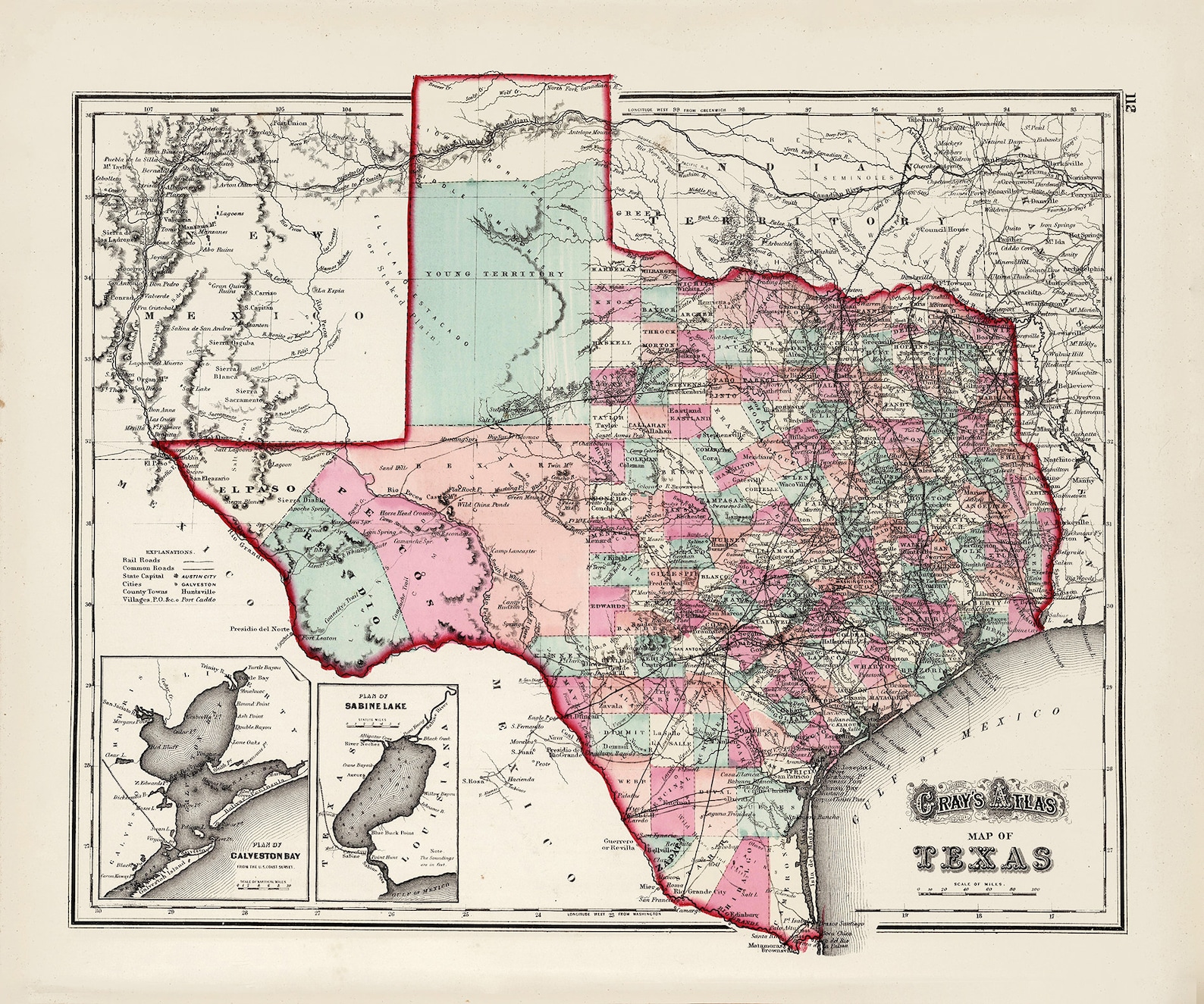 STATE of TEXAS 1873 Map - Etsy