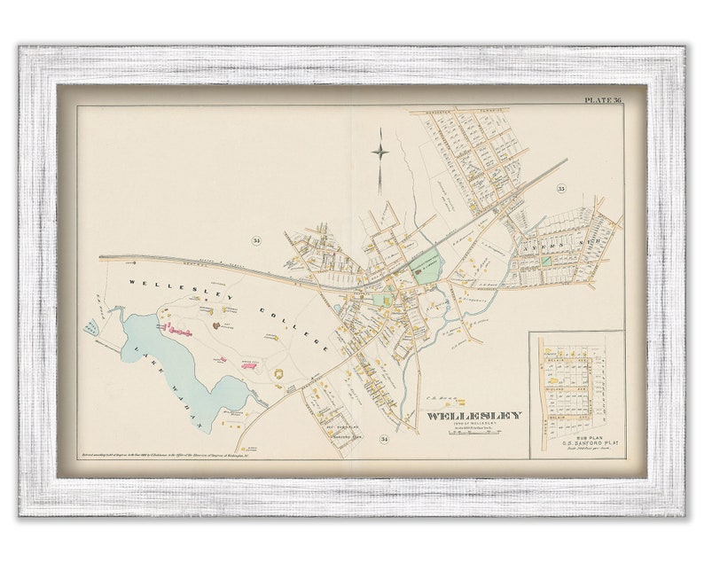 WELLESLEY COLLEGE, Wellesley, Massachusetts 1888 Map - Etsy