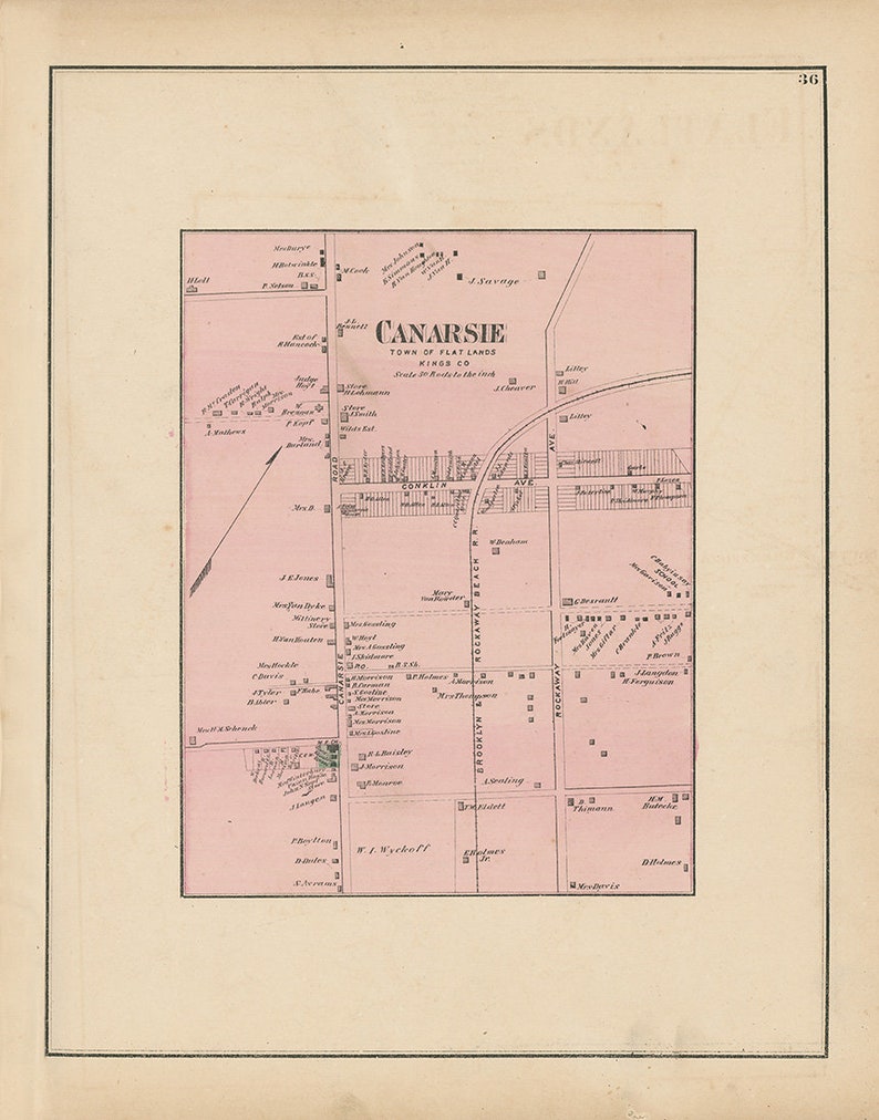 Canarsie Flatlands Brooklyn New York 1873 Map Replica and | Etsy