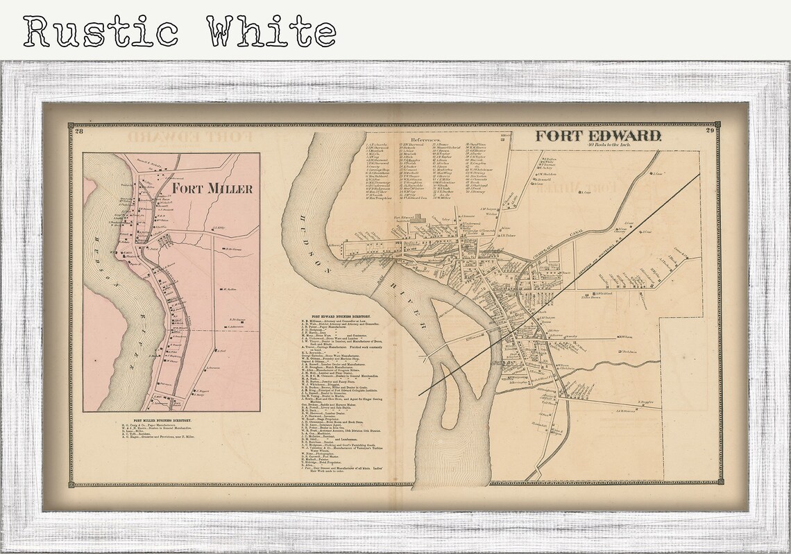 Village of FORT EDWARD, New York 1866 Map - Etsy