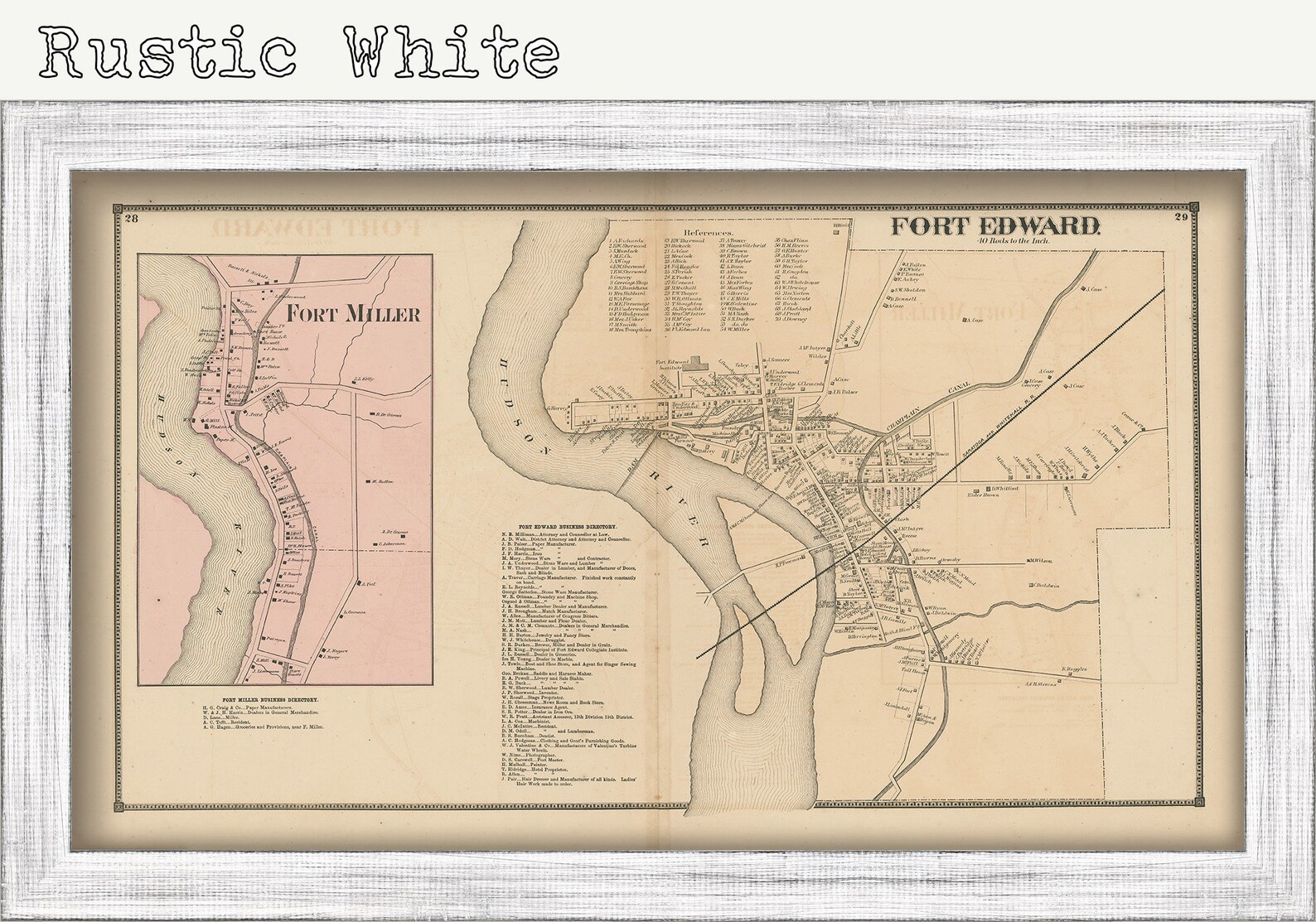 Village of FORT EDWARD, New York 1866 Map - Etsy