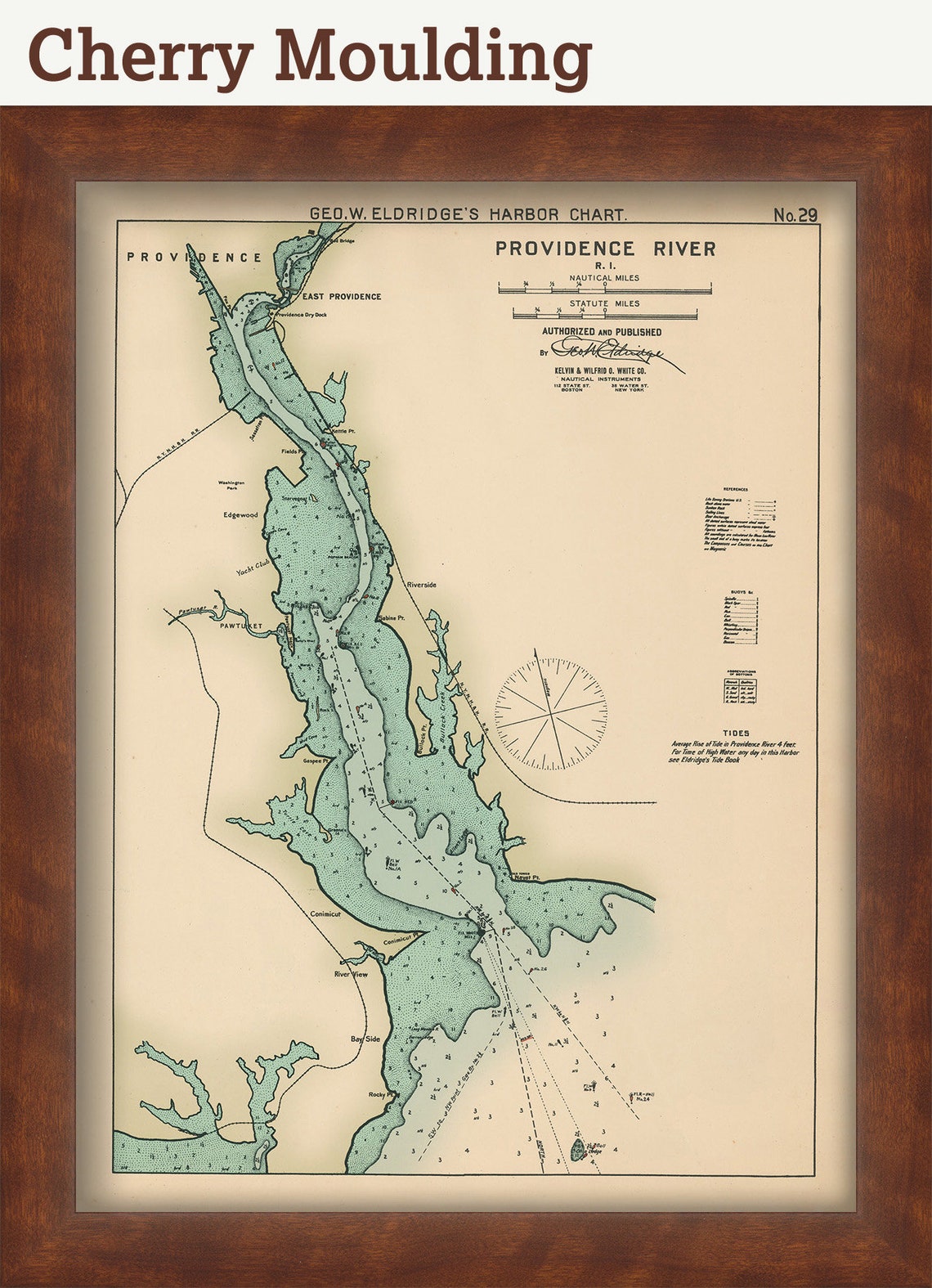 Providence River Rhode Island Nautical Chart by George W. | Etsy
