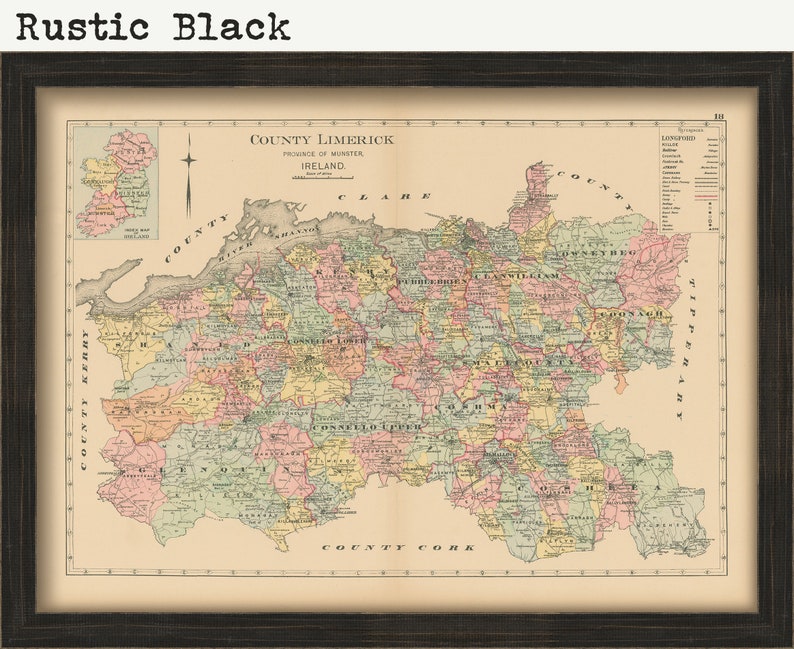 COUNTY LIMERICK, Ireland 1901 Map - Replica or Genuine ORIGINAL - Etsy
