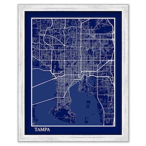 TAMPA, Florida - Contemporary Map Poster Blueprint - Etsy