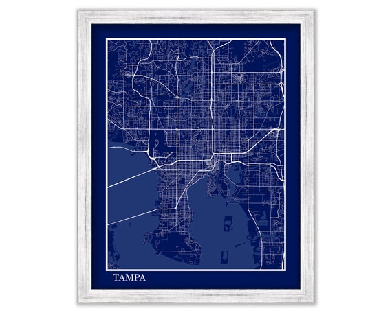 TAMPA Florida Contemporary Map Poster Blueprint | Etsy