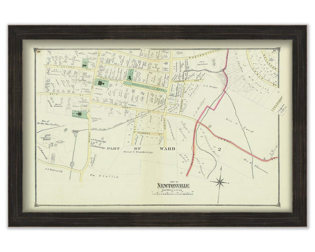 City of NEWTON, NEWTONVILLE, Massachusetts 1874 Map - Etsy