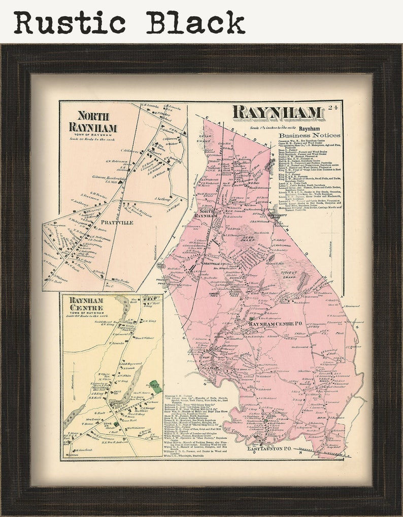 RAYNHAM Massachusetts 1871 Map Replica or Genuine ORIGINAL - Etsy