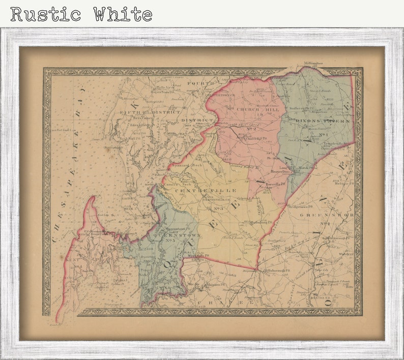 QUEEN ANNE COUNTY, Maryland 1866 Map, Replica or Genuine Original - Etsy