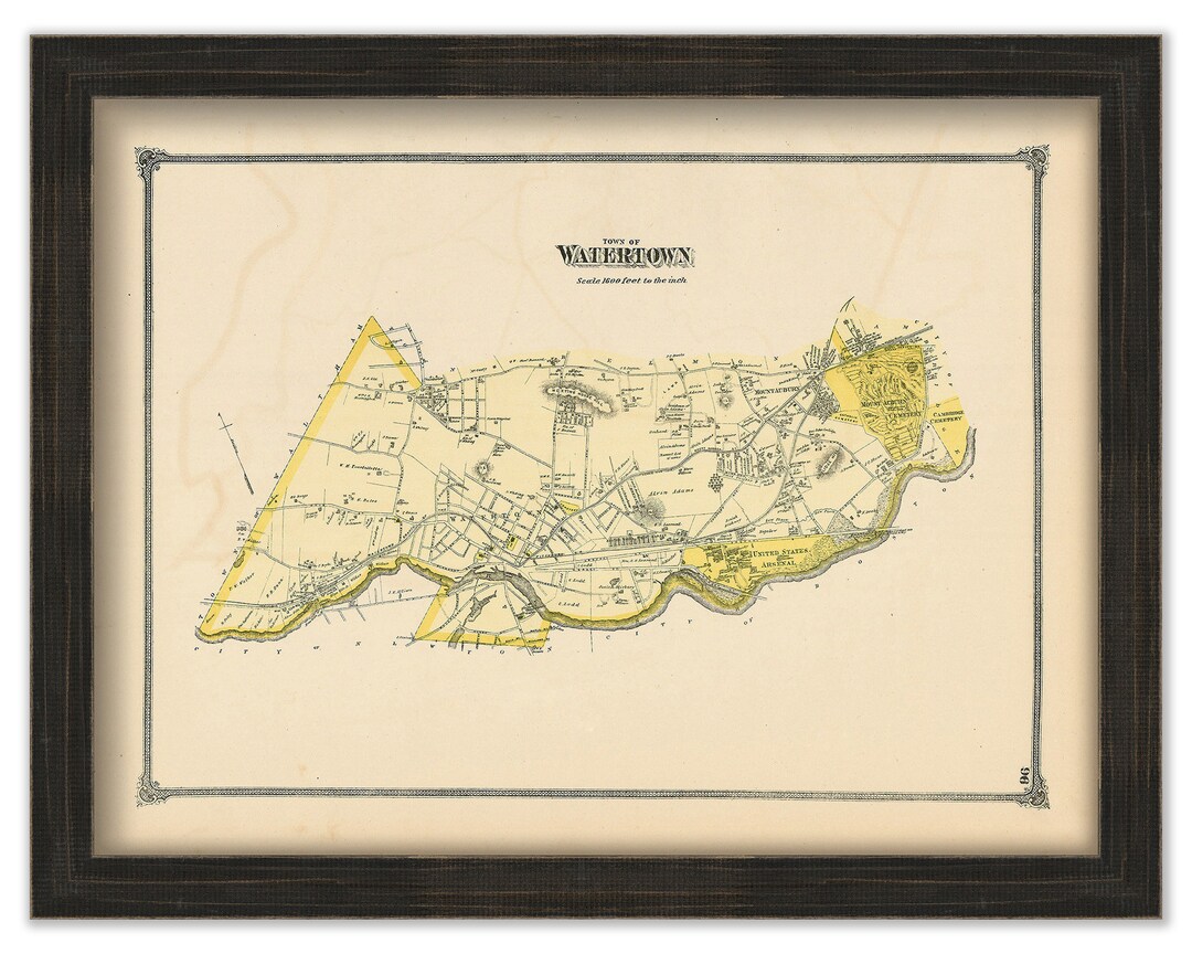 WATERTOWN, Massachusetts 1875 Map - Replica or Genuine ORIGINAL - Etsy