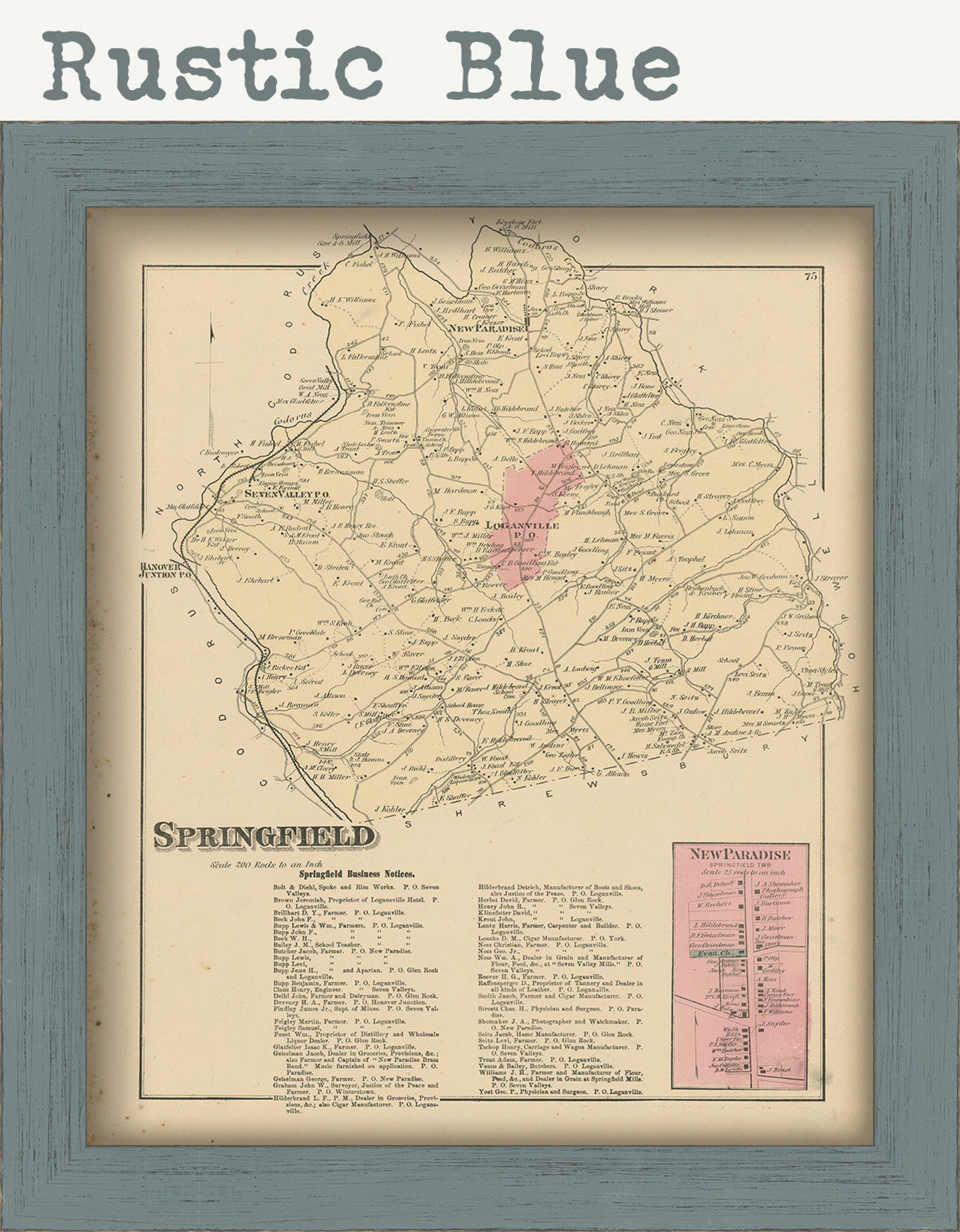 SPRINGFIELD Pennsylvania 1876 Map Replica or Genuine - Etsy