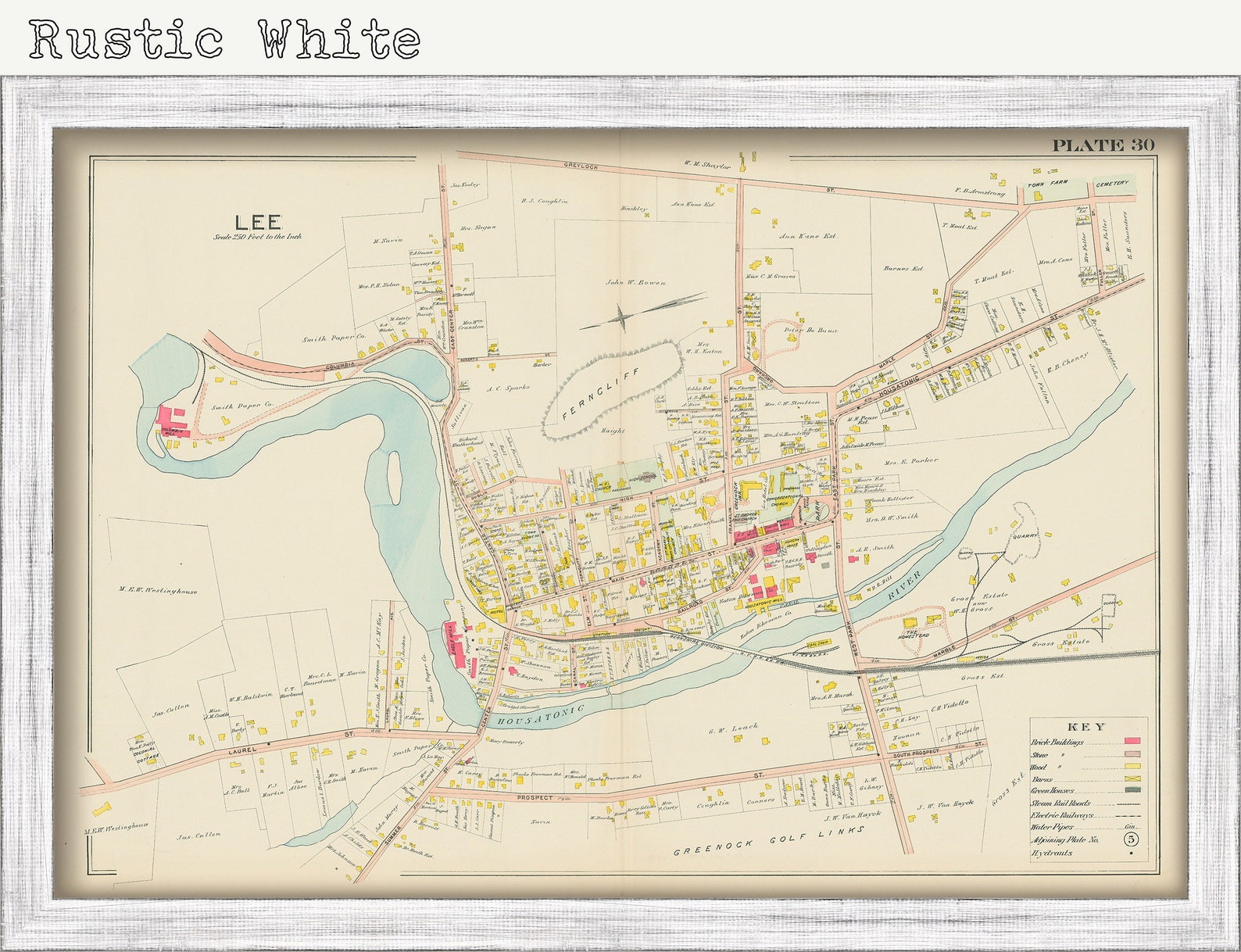 Village of LEE, Massachusetts 1904 Map - Replica or Genuine ORIGINAL - Etsy