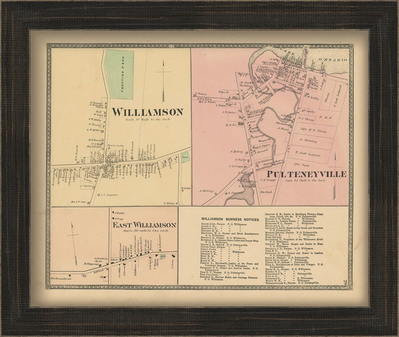 Villages of Williamson and Pultneyville New York 1874 Map - Etsy