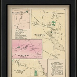 Village of ENGLISHTOWN, New Jersey 1873 Map - Replica or Genuine ...