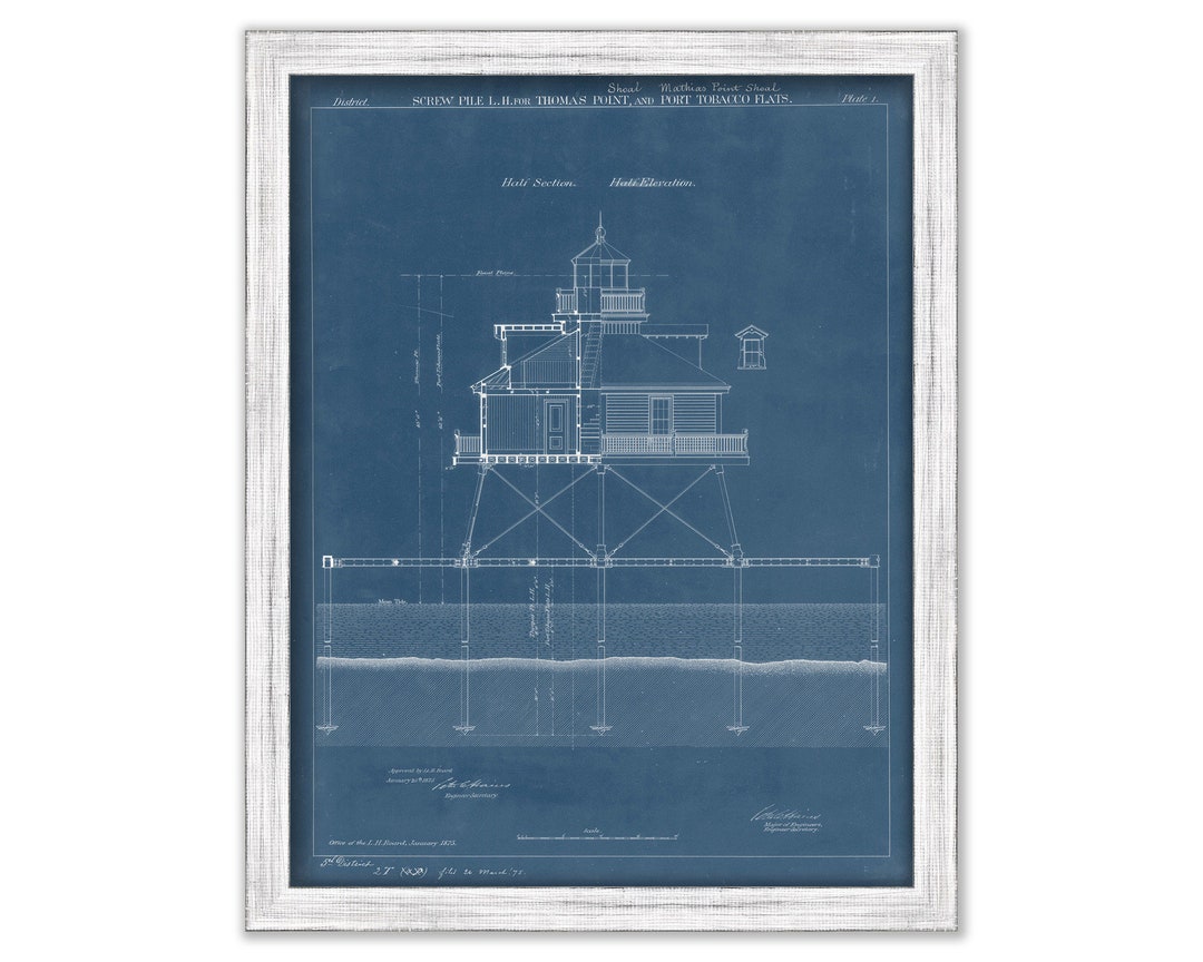 THOMAS POINT SHOAL Lighthouse, Cheapeake Bay, Maryland - Blueprint ...