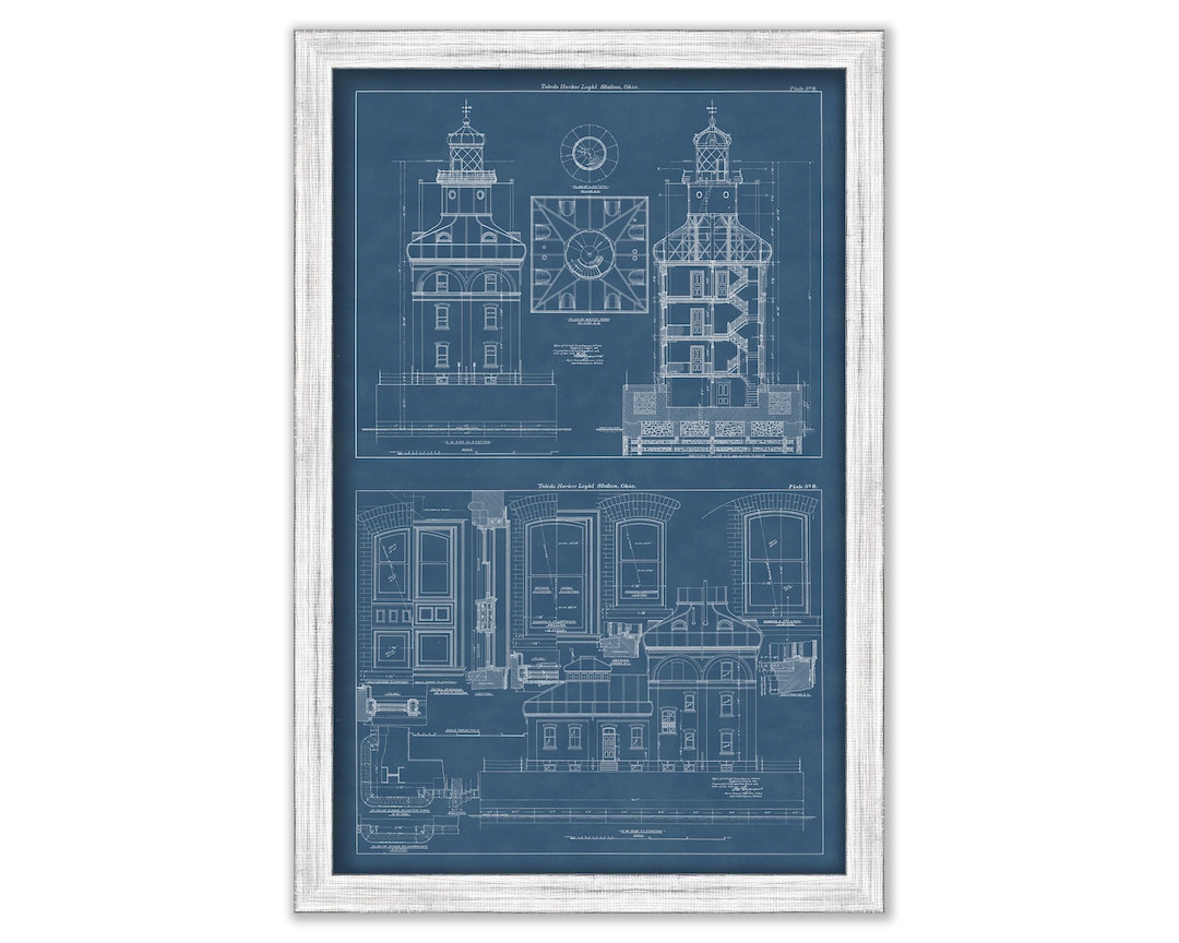 TOLEDO HARBOR LIGHTHOUSE, Toledo, Ohio - Blueprint Drawing of the ...