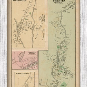 Villages of FAIRLEE and CHELSEA, Vermont 1877 Map - Replica or Genuine ...