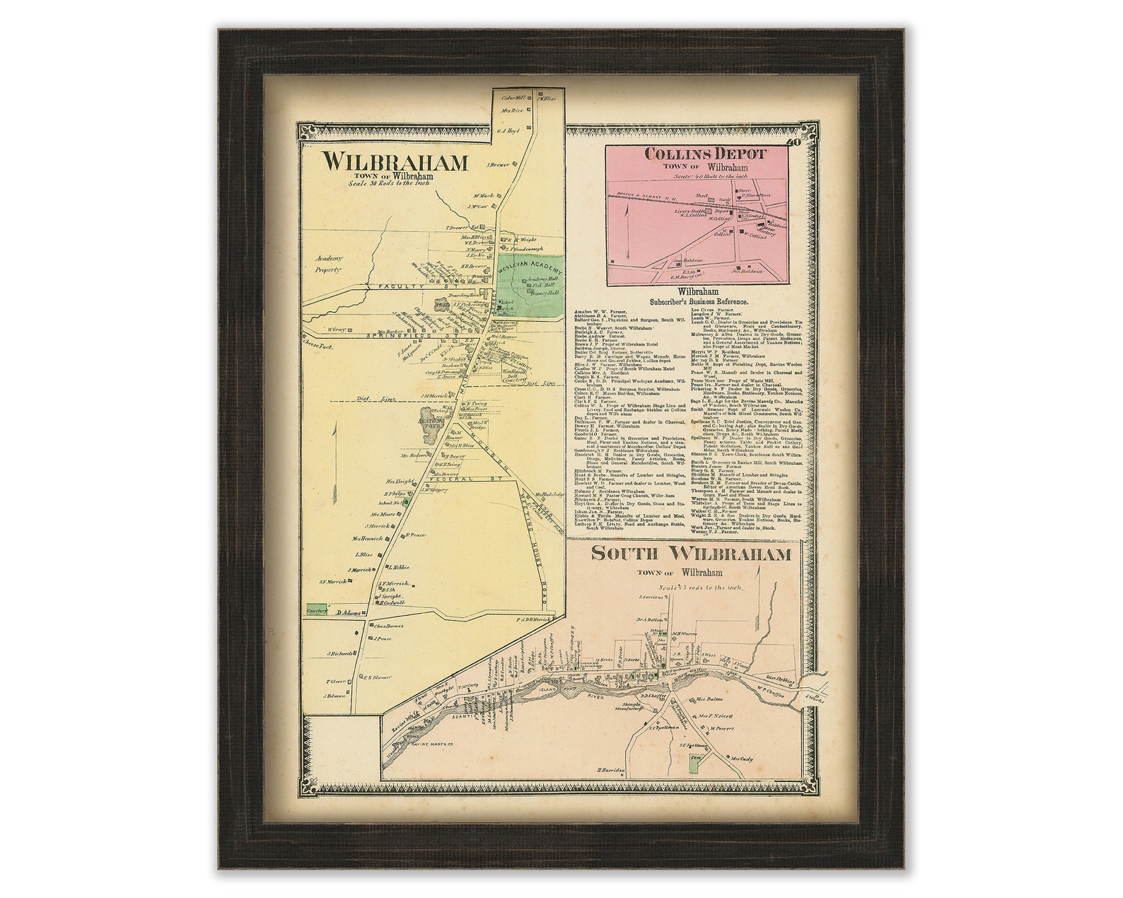 Village of WILBRAHAM Massachusetts 1870 Map - Etsy