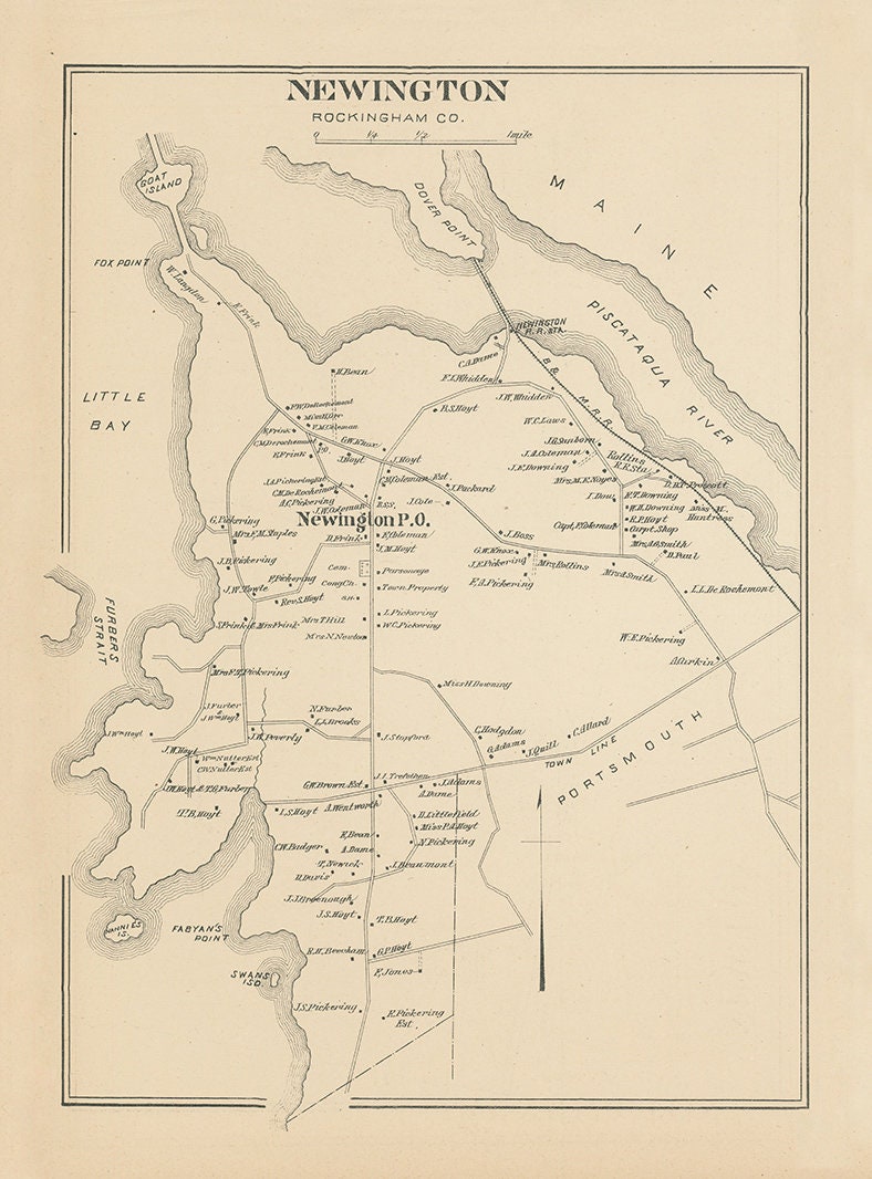 NEWINGTON New Hampshire 1892 Map Replica or GENUINE ORIGINAL | Etsy