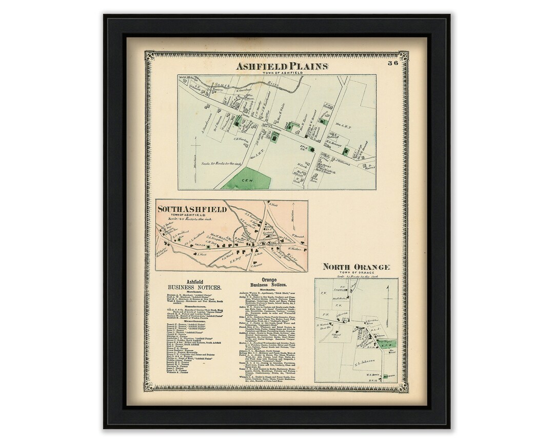 ASHFIELD PLAINS, Massachusetts 1871 Map - Etsy