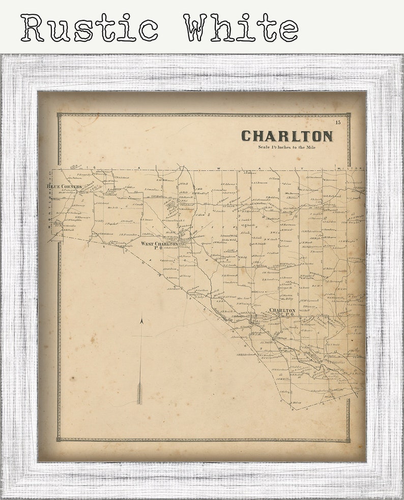CHARLTON New York 1866 Map Replica or GENUINE ORIGINAL - Etsy