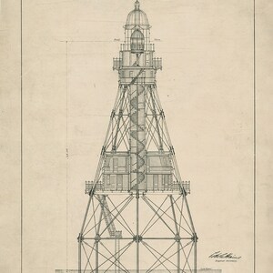 FOWEY ROCK LIGHTHOUSE, Miami, Florida Drawing and Plan of the ...