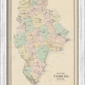 YORK COUNTY, Maine 1872 Map - Etsy