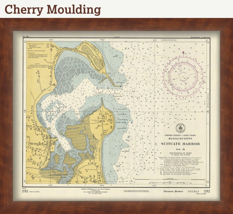 SCITUATE HARBOR, Massachusetts - Nautical Chart 1954 - Etsy