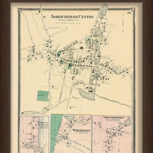 Village of ASHBURNHAM, Massachusetts 1870 Map - Etsy