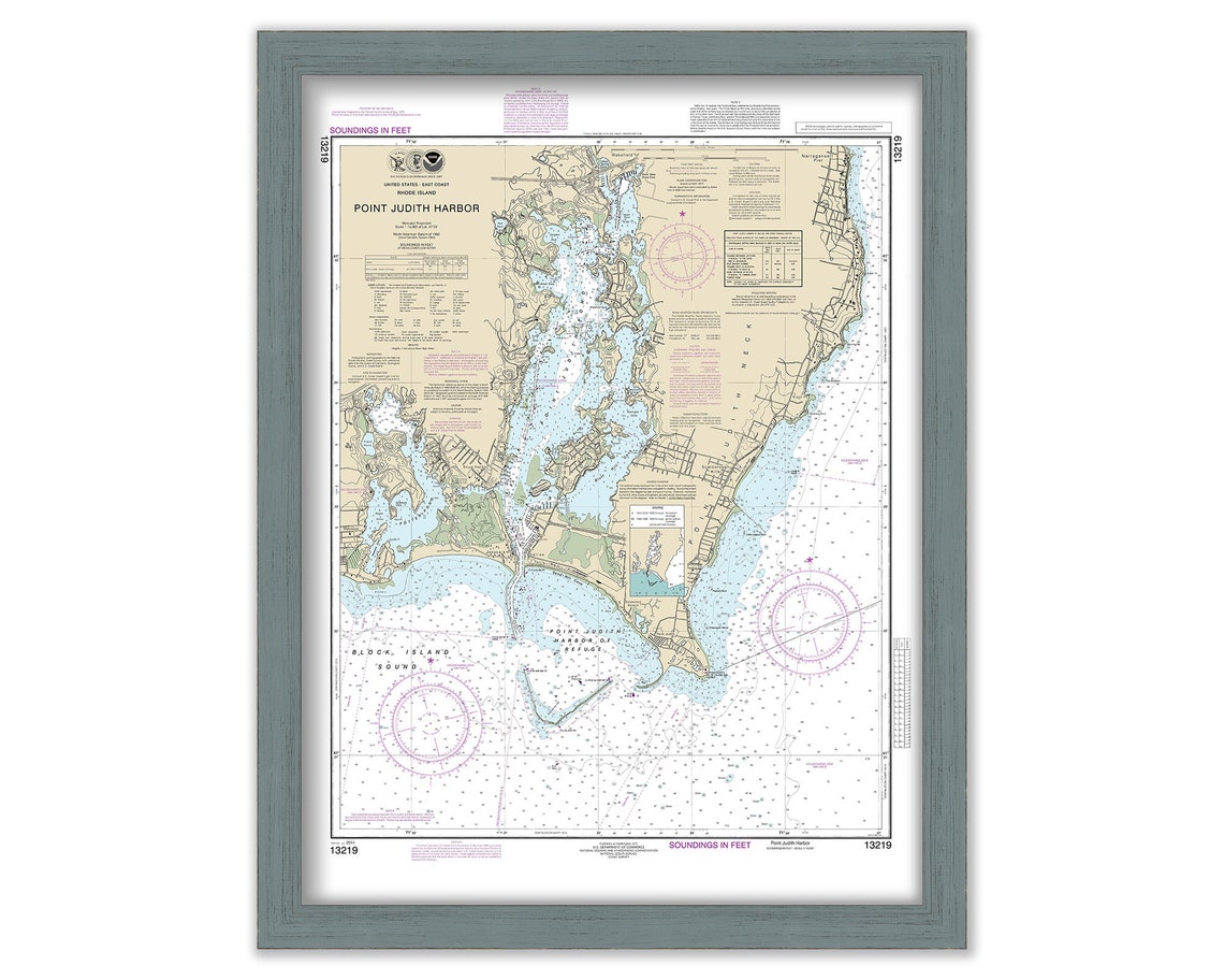POINT JUDITH Rhode Island Nautical Chart by NOAA 2014 | Etsy
