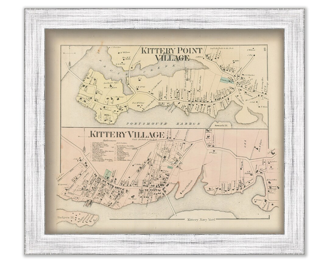 Villages of KITTERY and KITTERY POINT, Maine 1872 Map - Etsy