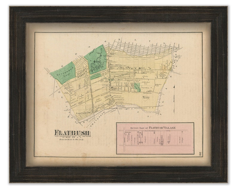 Flatbush, Brooklyn, New York 1873 Map, Replica and GENUINE ORIGINAL - Etsy
