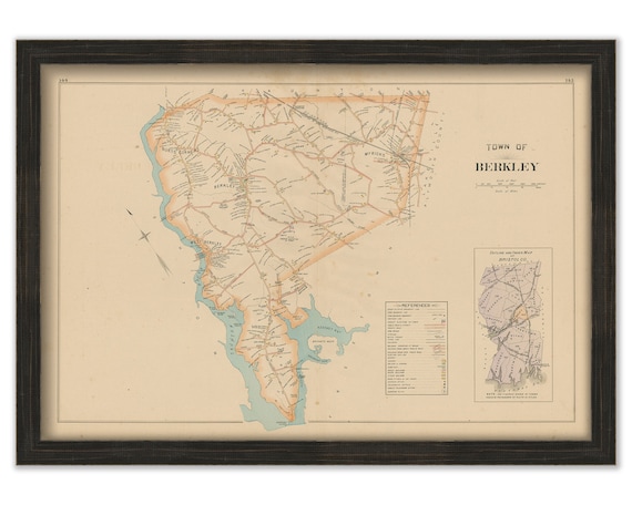 BERKLEY Massachusetts 1895 Map Replica or GENUINE Original | Etsy