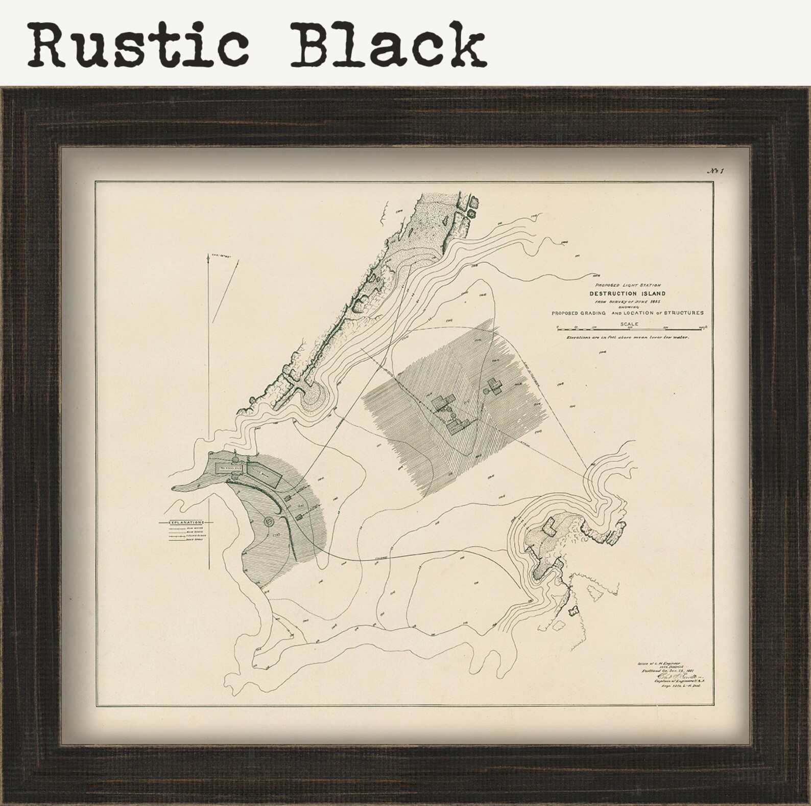 Destruction Island Lighthouse, Washington State - Site Plan 1885 - Etsy