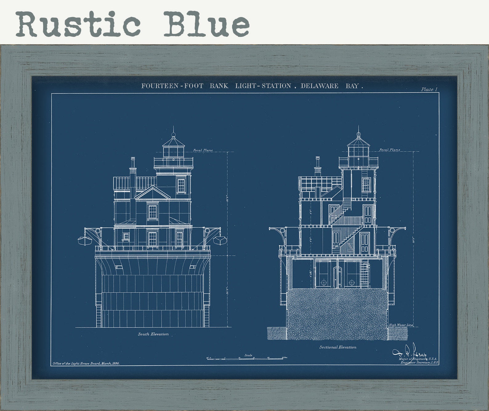 FOURTEEN FOOT BANK Lighthouse, Delaware - Blueprint Drawing and Plan of ...