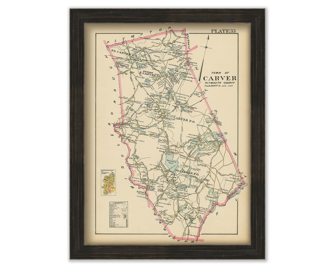 CARVER, Massachusetts - 1903 Map - Etsy