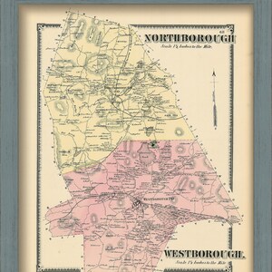 Towns of NORTHBOROUGH and WESTBOROUGH, Massachusetts 1870 Map - Etsy