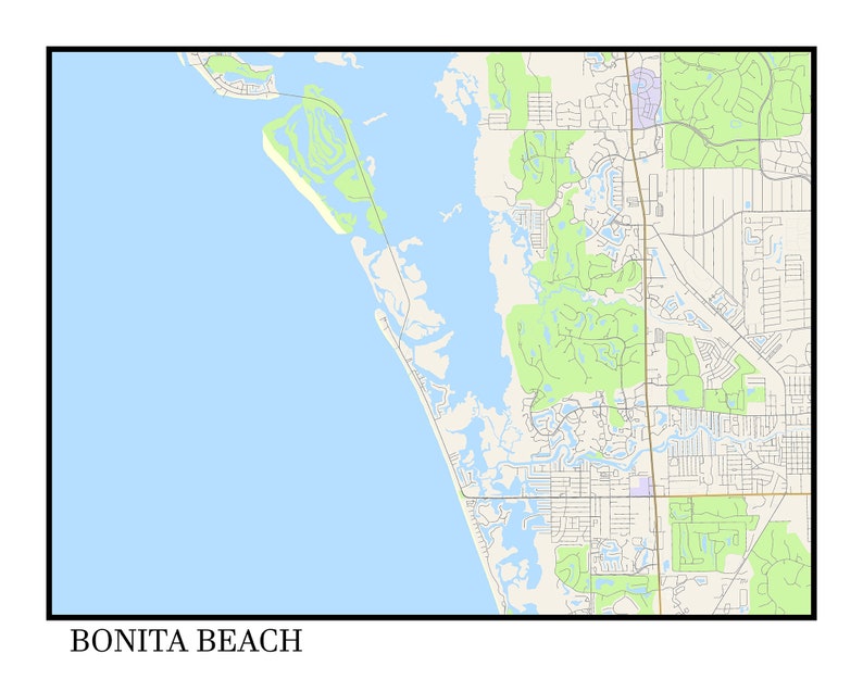 BONITA BEACH Florida Contemporary Map Poster | Etsy
