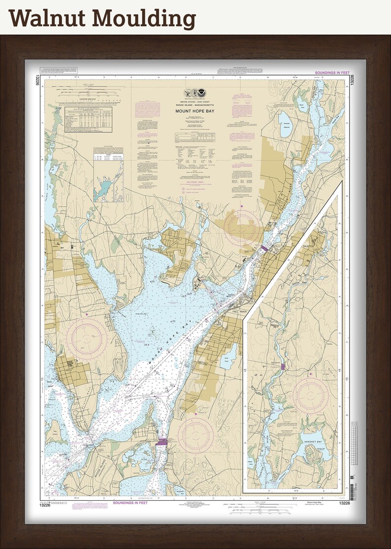 MOUNT HOPE BAY, Rhode Island - Nautical Chart Published in 2013 - Etsy