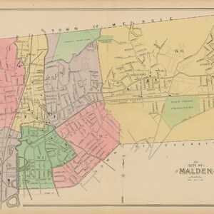 MALDEN, Massachusetts 1889 Map - Replica or Genuine ORIGINAL - Etsy