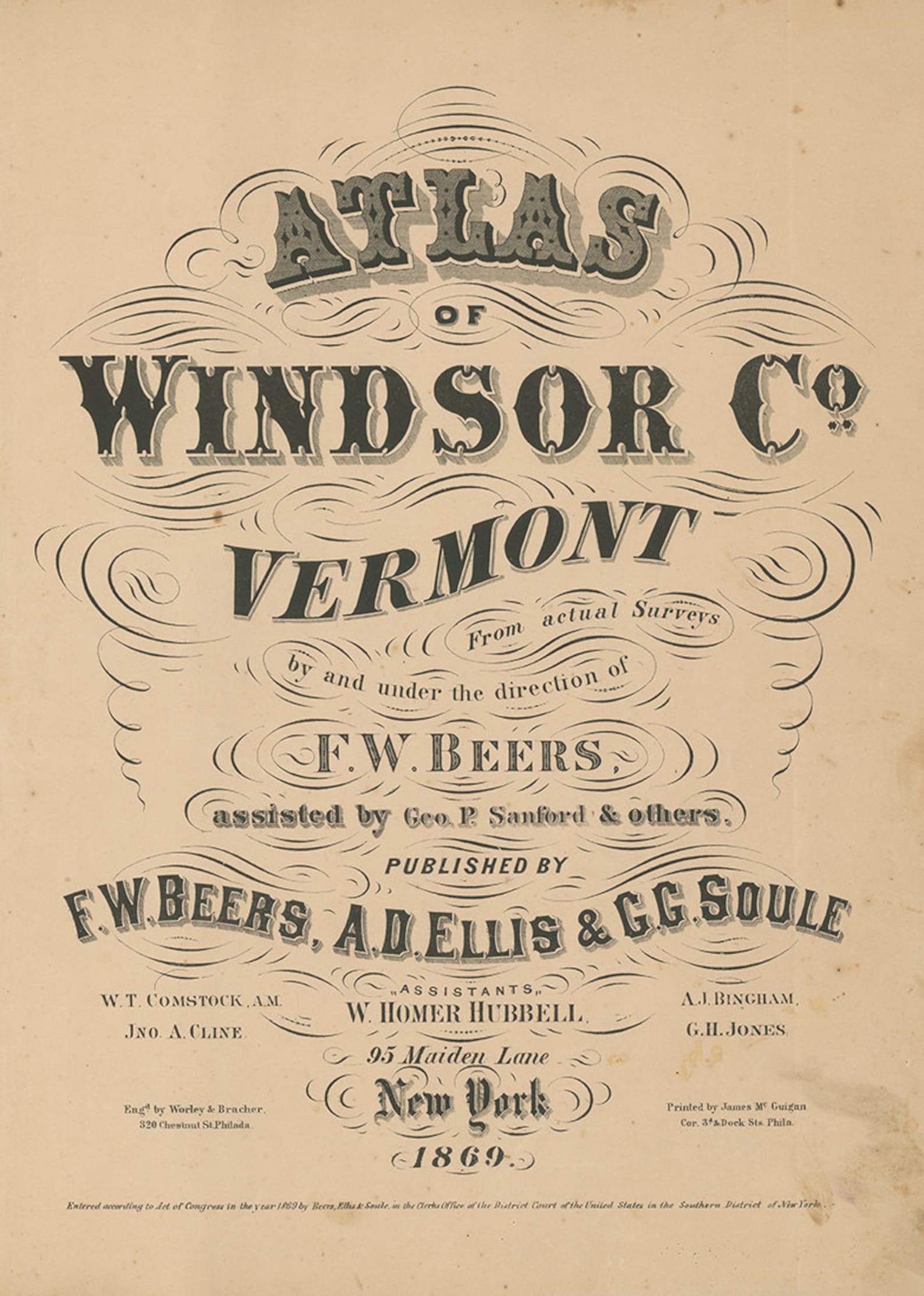 SHARON Windsor County Vermont 1869 Map Replica or Genuine - Etsy